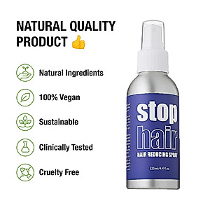 100% Natural Hair Growth Inhibitor Permanent Hair Removal Remover Hair Inhibiting and Reducing to Stop Hair Growth & Body Face Hair Reduction After Epilation Epilating Laser or Wax no no Not Cream 4.3oz