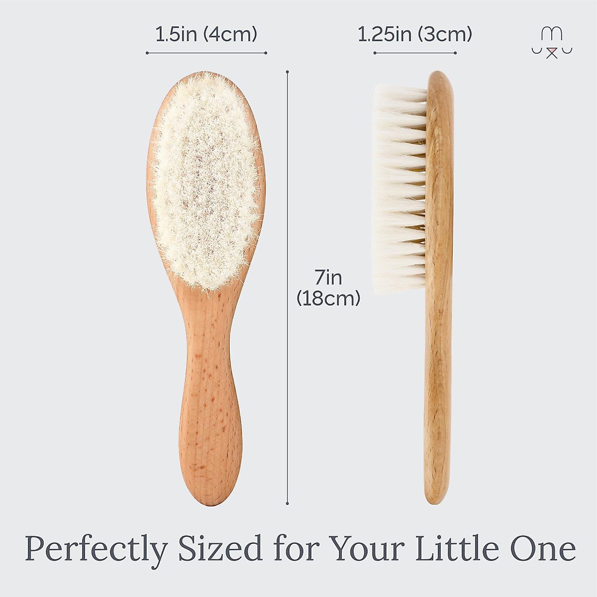Natemia Wooden Baby Hair Brush & Comb Set for Newborns - Soft Bristle, Toddler Cradle Cap Brush - Toddler Comb