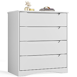 Bealife 4 Drawer Dresser, White Dresser for Bedroom for Storage, Modern Chest of Drawers with Recessed Handle and Anti-Tipping Device for Office, Living Room, Hallway