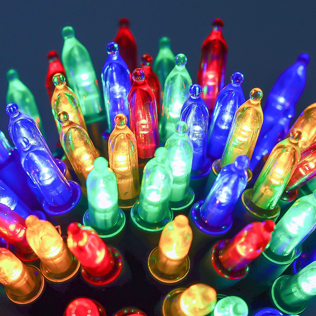 WATERGLIDE 2 Pack 50 LED Outdoor Christmas Lights, 16FT Battery Operated Mini String Lights with 8 Modes & Timer, Xmas Tree Lights Waterproof for Patio Garden Party Wedding Holiday Decor, Blue