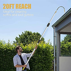 Telescoping Gutter Cleaning Tools, 12 Foot Gutter Cleaners from the Ground, Rain Gutter Cleaning Aluminum Wand, Garden Hose Attachment & Connection adapter