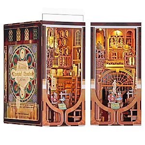 MiniCity Book Nook Kit, DIY Miniature Dollhouse Booknook Kit, 3D Wooden Puzzle Bookend Bookshelf Insert Decor with LED Light for Teens and Adults (Roaring Twenties Speakeasy)