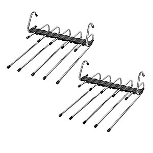 CozyCat Space Saving Pants Hanger, 2-Pack, 5-Layer Trouser Rack, Suitable for Wardrobe Storage, Stainless Steel Hanger, Non-Slip Layers, Suitable for Pants, Clothes, Scarves and Skirts