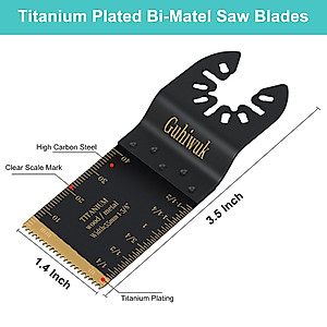 Guhiwuk 55PCS Oscillating Saw Blades, Quick Release Titanium Multitool Blades for Wood Plastics Metal, Universal Multi Tool Oscillating Blades Kits Fit Dewalt Milwaukee Ryobi Makita Rockwell Fein