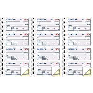 Money/Rent Receipt Book, 2-Part, Carbonless, 11 x 5.25 Inches, 4 Receipts/Page, 200 Sets per Book (4161), White Pack of 3