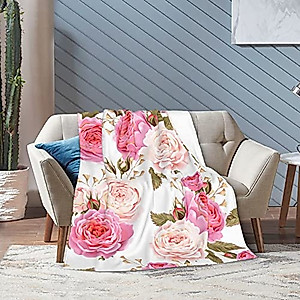 Rose Flower Blanket Throw Soft Fleece Ultra Warm Plush Micro Flannel for Bed Sofa Couch Office Home Lightweight Gifts Women Men 50"x60"