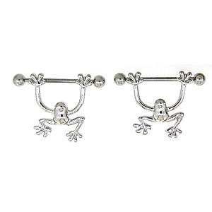 Nipple Ring Bars Frogs Body Jewelry Pair 14 Gauge 9/16'''' BAR Pair