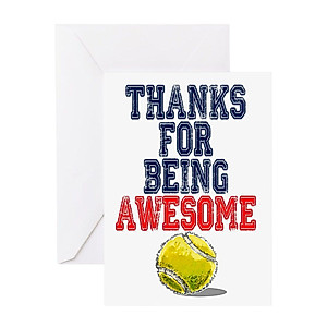 CafePress Thanks Awesome Tennis Card Greeting Cards Folded Greeting Card Matte