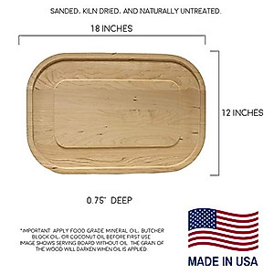 Walnut Hollow Solid Cherry Serving & Charcuterie Board for Entertaining, Weddings, and Gifts (42385)