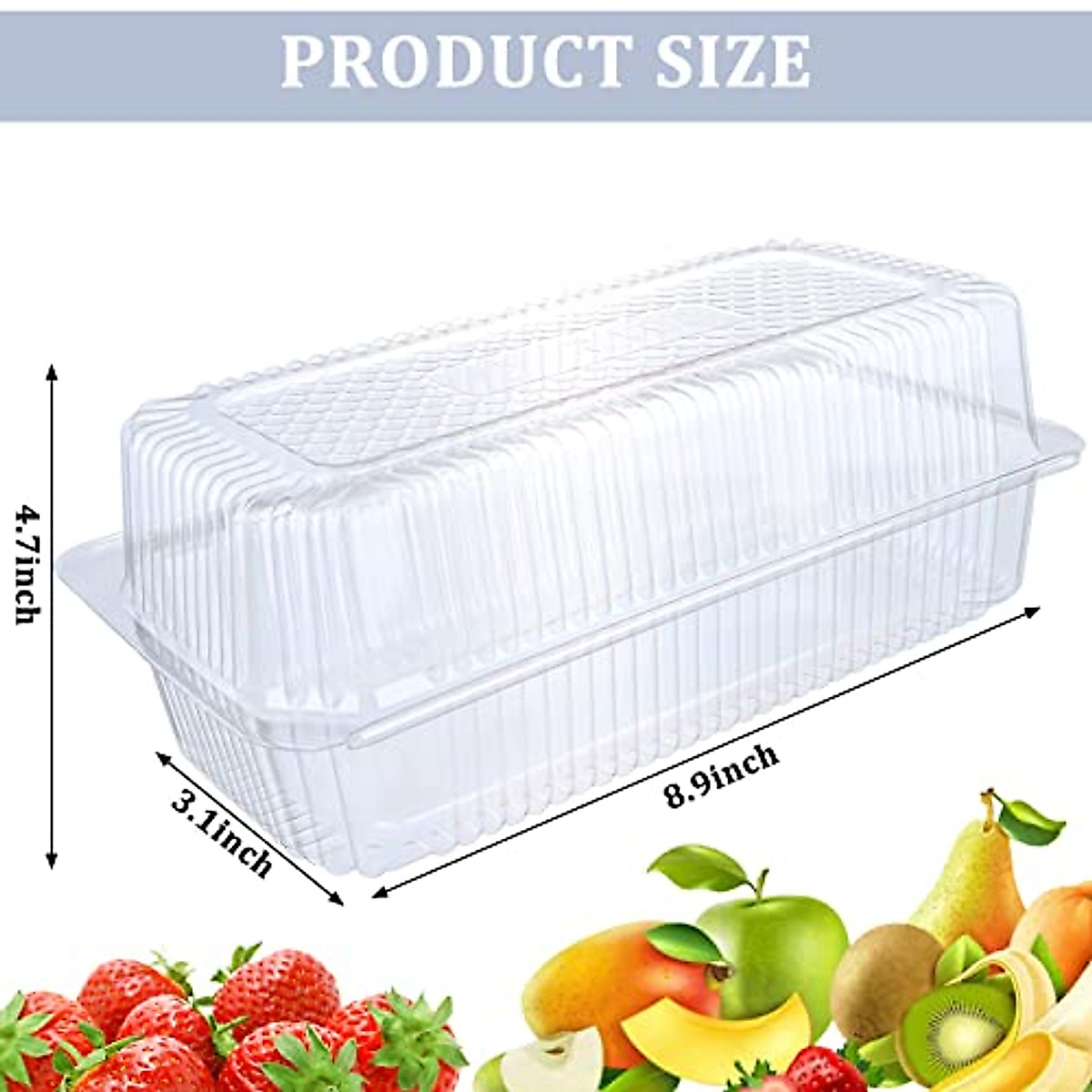 50 Pcs Plastic Loaf Container Transparent Cake Slice Containers Plastic Containers with Lids 9.06 x 4.92 x 3.15“ Clear Hinged Lid Cheesecake Container Disposable to Go Box for Restaurants Delivery Takeout