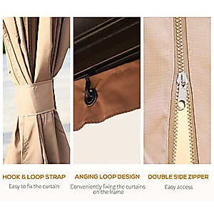 Outsunny 10' x 13' Hardtop Gazebo Canopy with Galvanized Steel Roof, Aluminum Permanent Pavilion Outdoor Gazebo with Top Hook, Netting and Curtains for Patio, Garden, Backyard, Deck