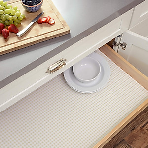 Con-Tact Brand Grip Prints Durable Adhesive Non-Slip Shelf and Drawer Liner, 12" x 5', Khaki Plaid