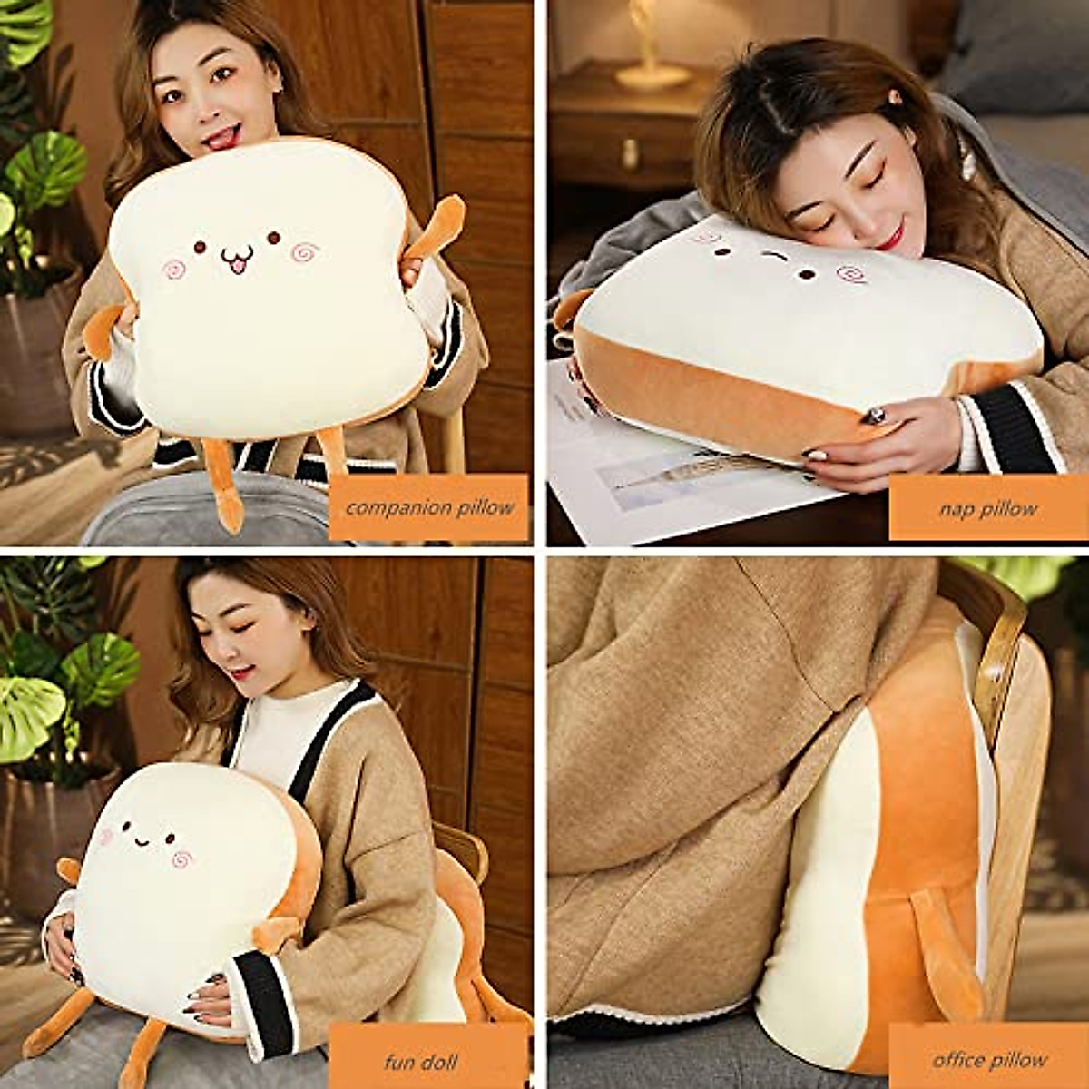 Toast Bread Pillow Dual-use Three-in-one Pillow Blanket Toast Sofa Cushion Home Decoration (Smile)