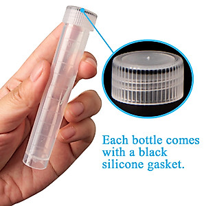 Qfeley 50 Pack 10ml Lab Plastic Frozen Test Tubes Cryogenic Vial with Screw Caps Self Standing Vial Seal Cap Container for Laboratory School