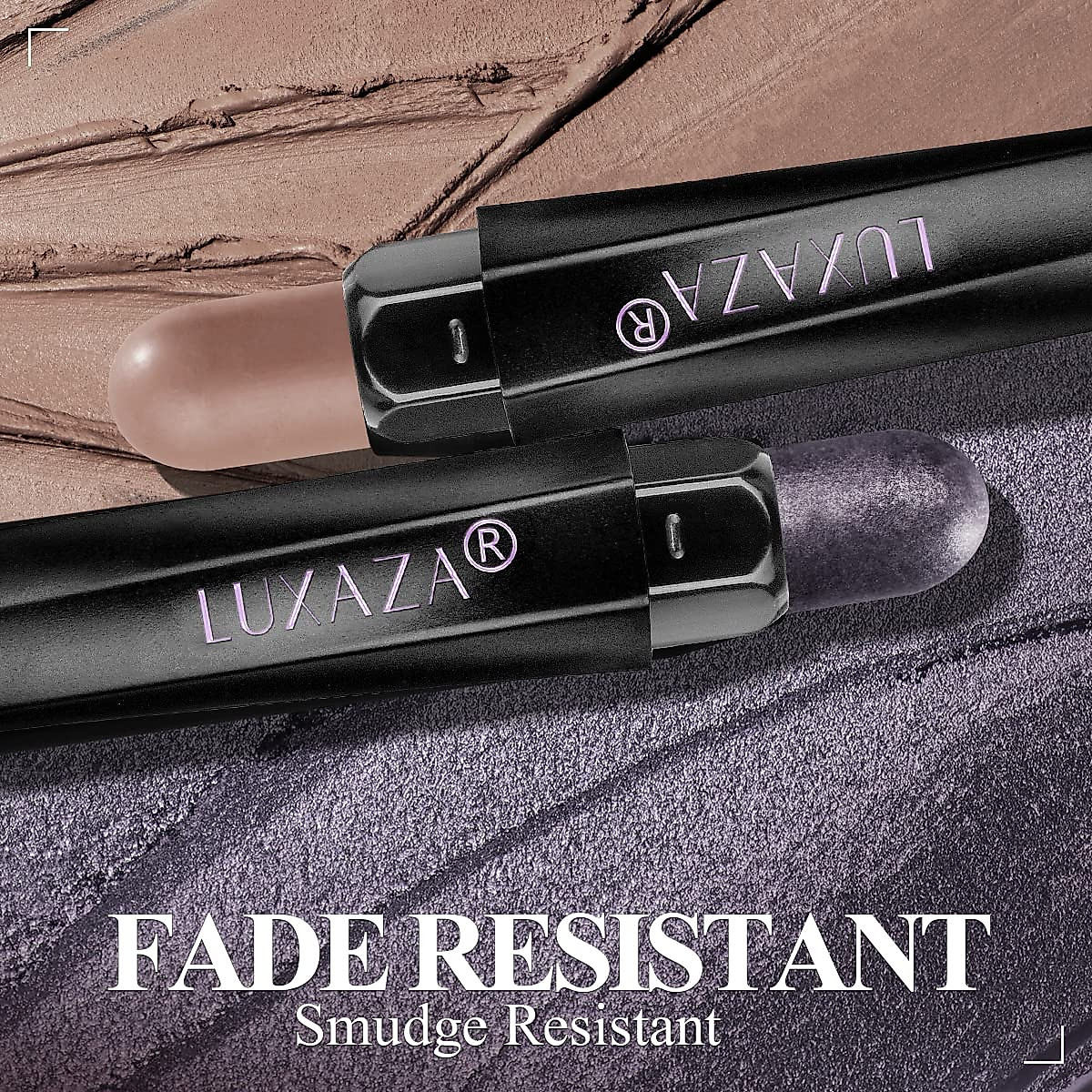 LUXAZA 3Pcs Eyeshadow Stick Set, Matte And Shimmer Creamy Eyeshadow Pencil,Eye Brightener Stick,Nude Caramel Grayish Purple Shadow Stick Set, Waterproof Long Lasting Smoky Highlighter Eye Makeup