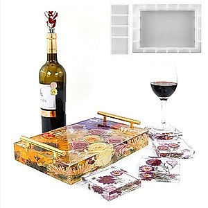 AOOOWER Resin Mold Coaster Tray Silicone Mold Table Decoration DIY Epoxy Crafts