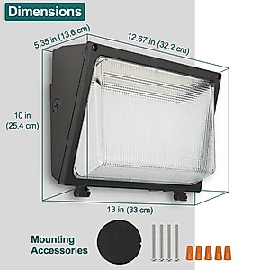 kadision 150W LED Wall Pack 120W 100W Adjustable, 19500lm 5000K 120-277V Dusk-to-Dawn Outdoor Lighting Exterior Light for House Parking Lot Warehouse Entrance, ETL Listed 4 Pack