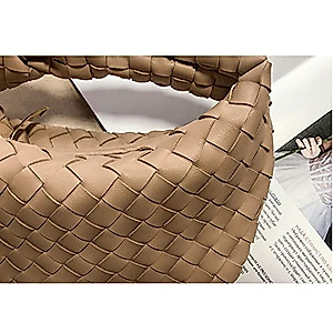 BOYIDAI Woven Bag Women Leather Tote Bag Lady Crossbody Hobo PU Handbag (Color : Khaki)