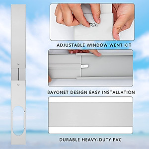 LEZIFU Portable Air Conditioner Window Kit with Hose, Adjustable Window Seal with 5.9 Inch Diameter 59" Length Hose for Vertical/Horizontal Window Kit