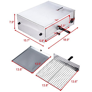 Happygrill Electric Pizza Oven Stainless Steel Pizza Baker Kitchen Pizza Toaster Pizza Maker with Handle & Removable Tray