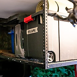 ABN Garage Shelving Ceiling Mounted Storage Racks - 4x4ft Ceiling Garage Storage System for Totes Decorations and More