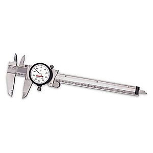 Starrett 120 Series Dial Slide Calipers for Accurate Measurement with Fitted Plastic Case - White Face, 0-6" Range, 0.001" Graduations - 120A-6