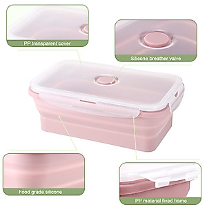 Soaoo Set of 8 Collapsible Silicone Food Storage Containers 12 oz 17 oz 27 oz 41 oz Stackable Collapsible Bowls with Airtight Lid Silicone Lunch Box Set, Oven Microwave Freezer Dishwasher Safe