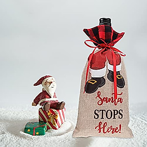 DOITOOL Stocking Stuffer Christmas Wine Bottle Cover Rustic Cloth Xmas Wine Bottle Cover Bags Champagne Holder Christmas Table Centerpiece Decor Xmas Gift Stocking Stuffer Gifts