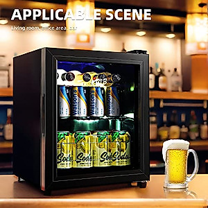 OOTDAY 75 Can Beverage Refrigerator - Freestanding Ultra Cool Mini Drink Fridge - Wine Cooler with Adjustable Shelving Glass Door for Home & Office