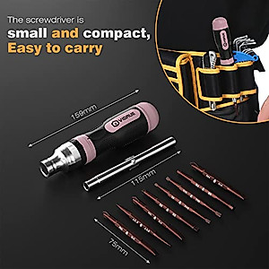 VIGRUE 19-in-1 Ratchet Screwdriver Set, S2 professional-grade Multi-Bit Screwdriver, Multi-purpose Magnetic Precision Driver High- Strength Bits, Slotted/Philips/Pozi/Torx/Hex Best Tool Gift for Man