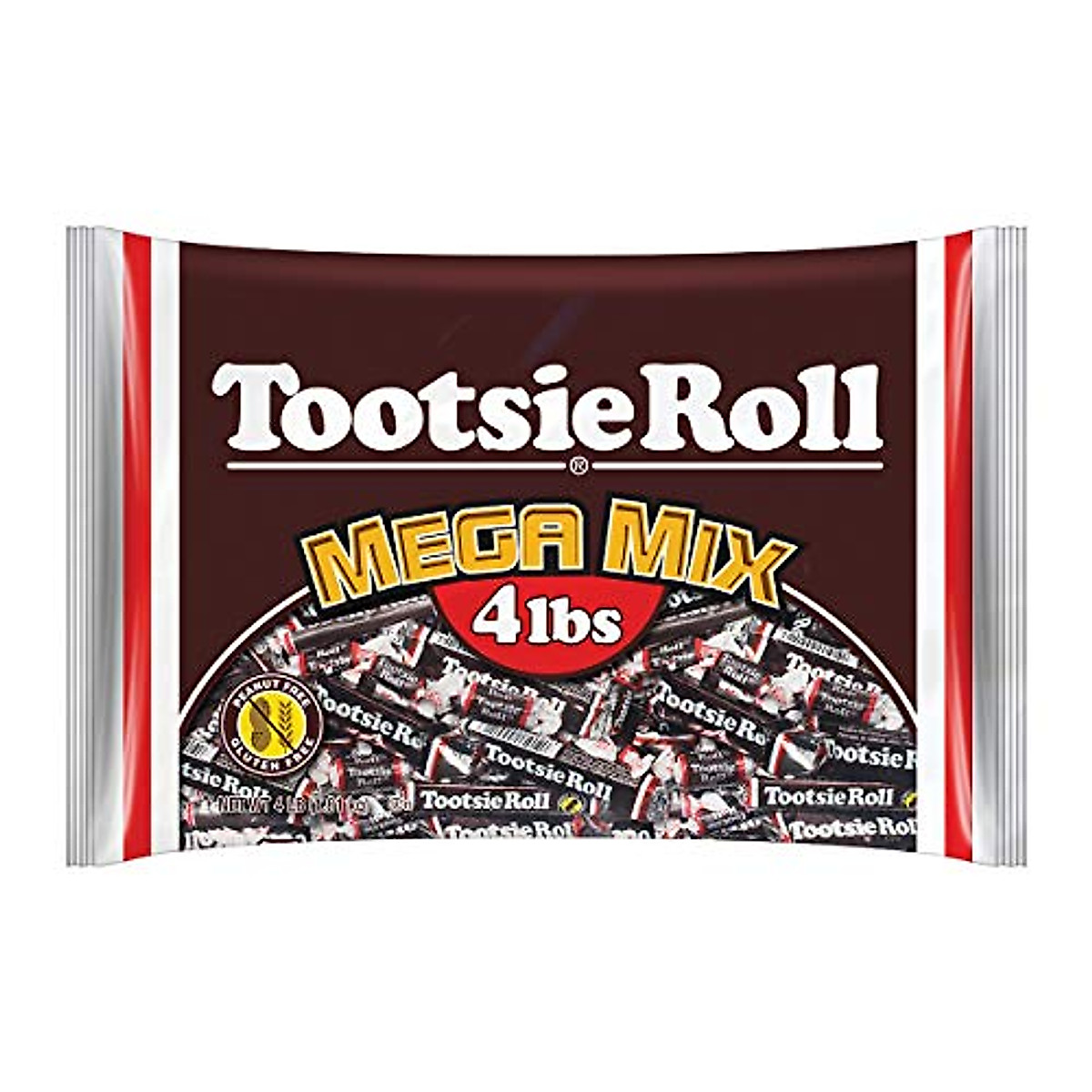 Tootsie Roll Mega Mix, 5 Different Shapes and Sizes of Classic Chocolatey Tootsie Rolls, 4 Pound