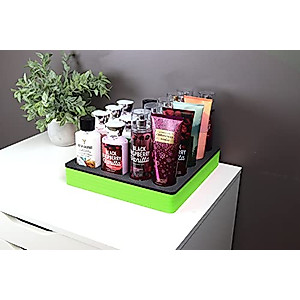 Polar Whale Lotion and Body Spray Stand Organizer Large Tray Green Black Durable Foam Washable Waterproof Insert for Home Bathroom Bedroom Office 12.3 x 11.75 x 2 Inches 20 Slots