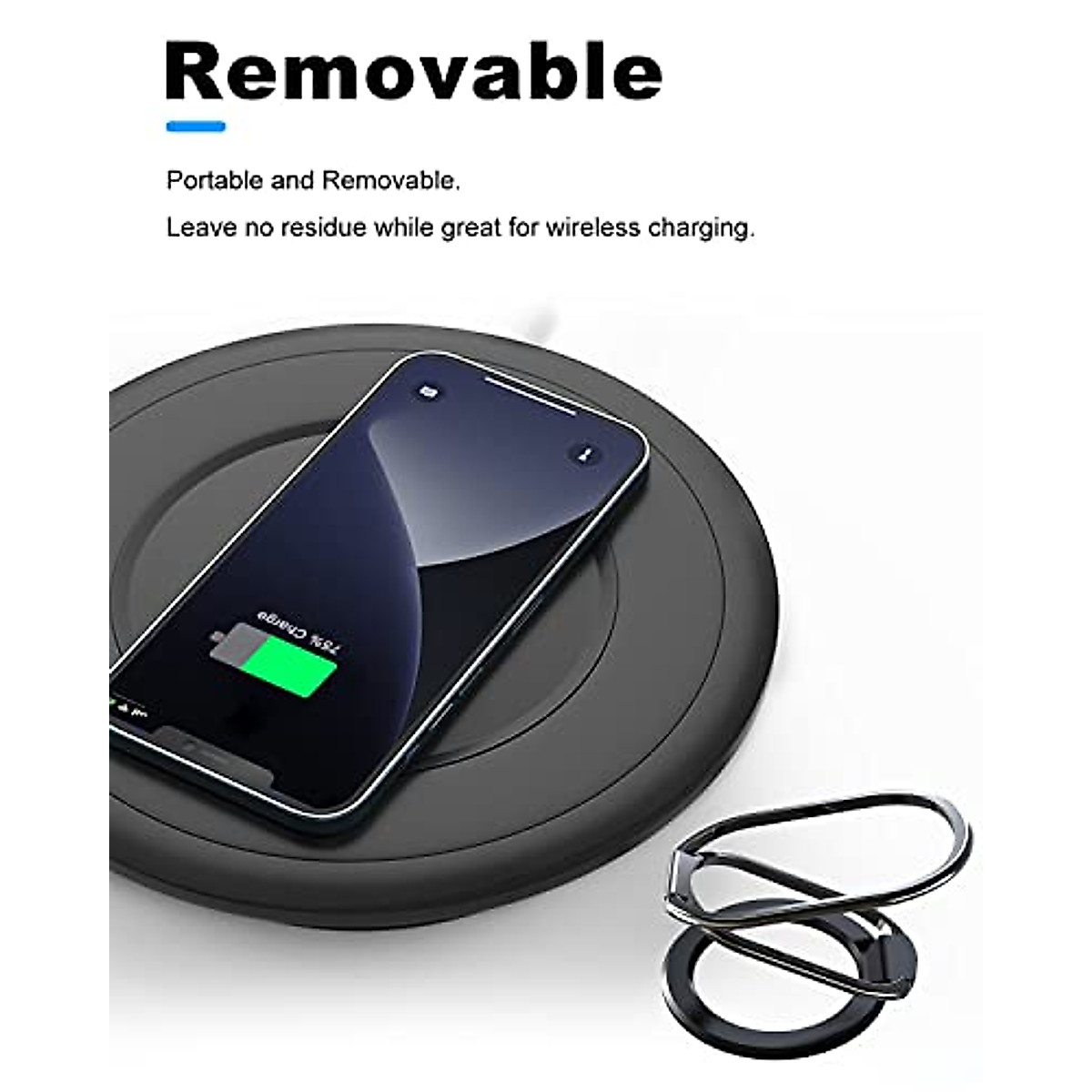 zylee Magnetic Phone Ring Holder Magnetic Phone Grip Magnetic Phone Ring Holder Finger Kickstand, Adjustable Kickstand Compatible for iPhone 14/13/12 Series(Black)