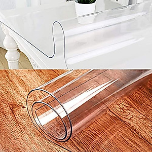 Eralove Rectangle 60 x 30 inch Thick 2mm Clear Tablecloth Cover Protector Crystal Plastic Transparent PVC Table Top Cover Mat Kitchen Wood Furniture Protective Cover (2mm, 30 x 60 Inches)