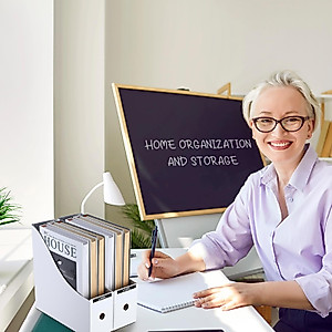 50 Pcs Cardboard Magazine Holder Magazine File Holder Magazine Storage Box Document Magazine File Organizer with 50 Pcs Labels for School Office Home Supplies (White)