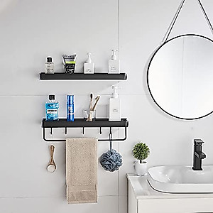 AceLuxur Wall Mounted Stainless Steel Shower Caddy Basket Shelf for Shampoo, No Drilling Adhesive Shower Shelf Storage Organizer, 2 Pack (12 In/ 30 cm, Black)