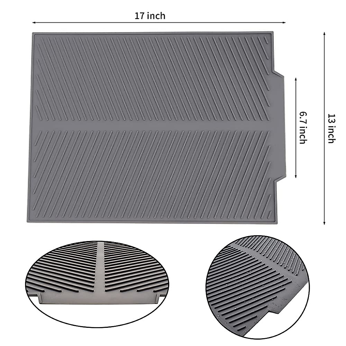 Tumtanm Silicone Draining Board Mat, Folding Draining Mat, 17”x13” Large Drain Pad Eco-Friendly Drainer Mat Heat Resistant Pot Mat Dishwasher Safe Trivet Mat