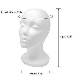 12" 2 Pcs Wig Head - Tall Female Foam Mannequin Wig Stand and Holder for Style, Model And Display Hair, Hats and Hairpieces, Mask - for Home, Salon and Travel