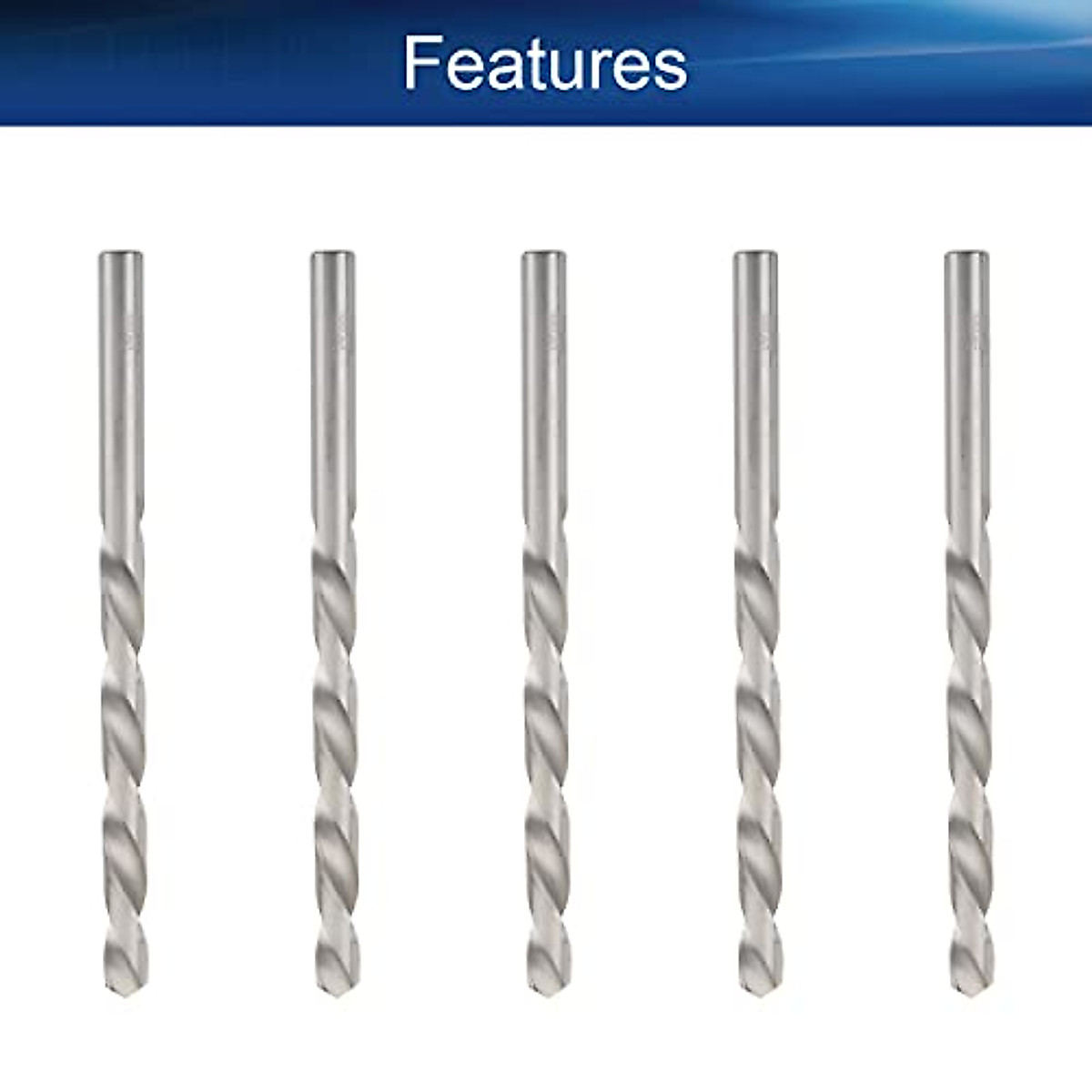 Auniwaig 6.8mm Twist Drill Bit HSS-4241 Straight Shank Drilling Twist Drill Bit for Metal, Wood, Steel, Aluminum Alloy, Manual Work DIY Silver 5Pcs