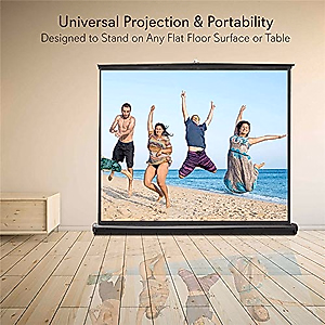 BBSJ 50" Inch 16:9 Portable Projector Screen Floor Standing Fold-Out Roll-Up Tripod Manual, Mobile Movie Screen Home Theater