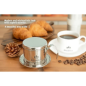 kleeklea Vietnamese Coffee Drip Filter, Vietnamese Coffee Maker, Phin, Filter Paper Free Stainless Steel Camping Coffee Maker ,Small French Press Portable Cup, Single Serve Coffee Maker
