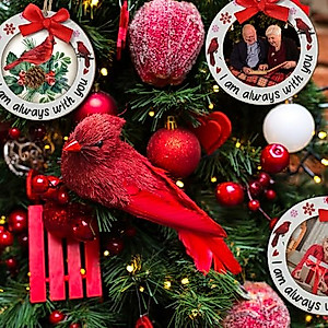 Blulu 24 Pieces Christmas Red Cardinal Picture Frames Ornaments Wooden Cardinal Photo Ornaments I Am Always with You Ornaments for Xmas Tree Decoration Cardinal Sympathy Memorial Gifts