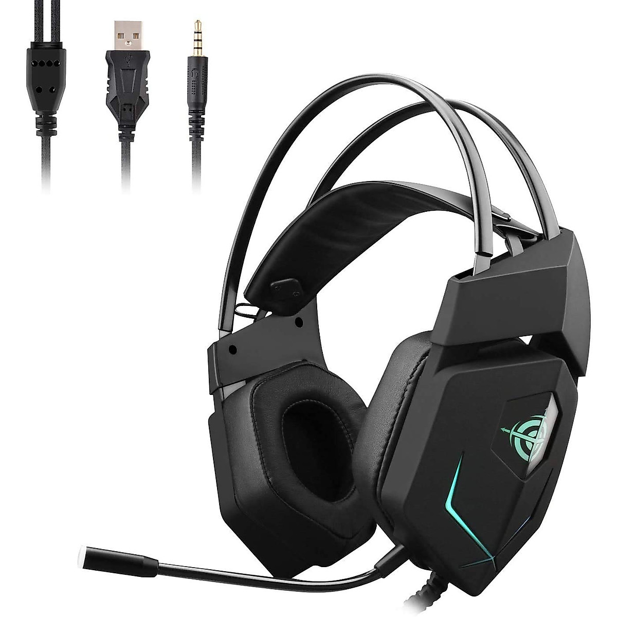 Gaming Headset, BestOff GAMV3 Stereo Wired Gaming Headphones Super Bass Over Ear Headphones with Surround Sound, LED Light and Noise Reducing Microphone,Compatibility with PS4,PC