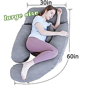 AS AWESLING 60in Pregnancy Pillows for Sleeping | Detachable Maternity Pillow for Pregnant Women | Extra Large Full Body Pillow for Pregnancy (Cool Gray)