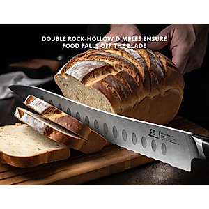 Piklohas Resharpenable Bread Knife, 10-inch Multifunction Serrated Knife, German HC Stainless Steel Bread Cutting Knife With Innovative Wavy Edge For Efficient Slicing, Razor Sharp For Homemade Bread
