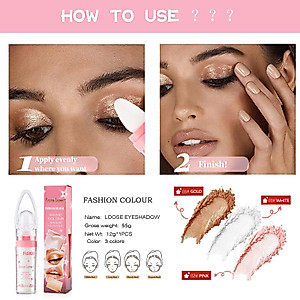 3 Pack Polvo De Hadas Fairy Highlight Patting Powder Body Brightens the Natural Three-dimensional Patting Powder Blusher (White Moonbeam+Pink+Golden Brown)