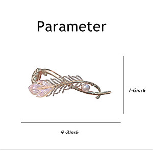 2PCS Tulip and Feather Hair Clip, Pearl Rhinestone Hair Claws French Style Twist Hair Barrette Non Slip Jaw Banana Hair Accessories for Women (TUYU)-003