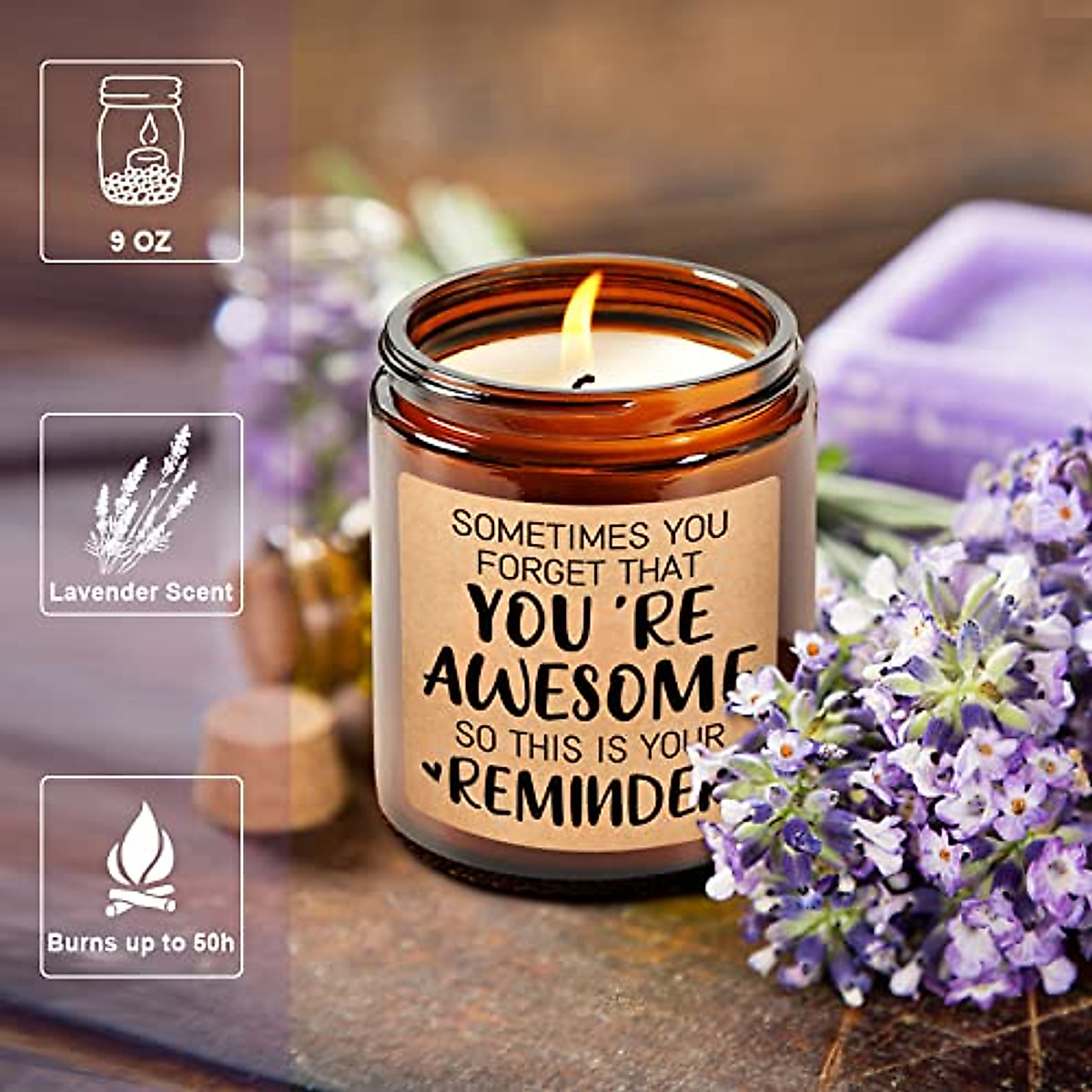 Lavender Scented Candles - Inspirational Gifts for Women - Best Friend,Friendship Gifts,Graduation Gifts-Funny Mothers Day,Birthday Gifts for Female,Mom,Wife,Girlfriend,Daughter,Sister,Coworker, Her