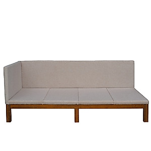 Upholstered Daybed/Sofa Bed Frame/Wood Floor Bed with Linen Cover Mattress/Futon Sleeper Beds, Twin Size, Beige