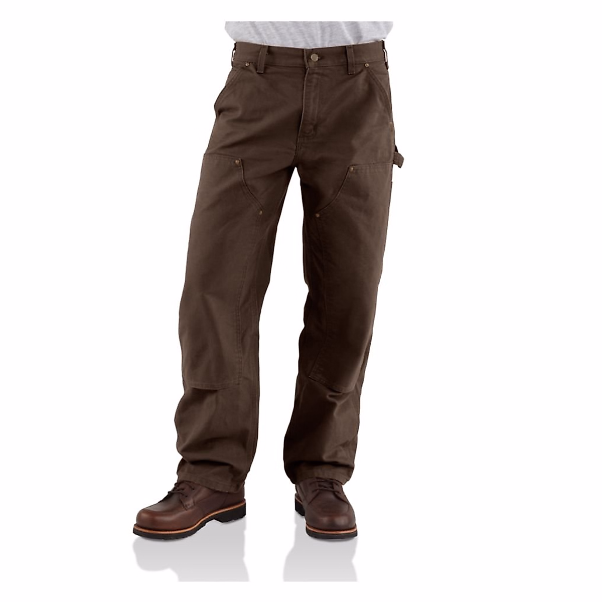 Carhartt Men's Loose Fit Washed Duck Double-Front Utility Work Pant, Dark Brown, 38W x 32L